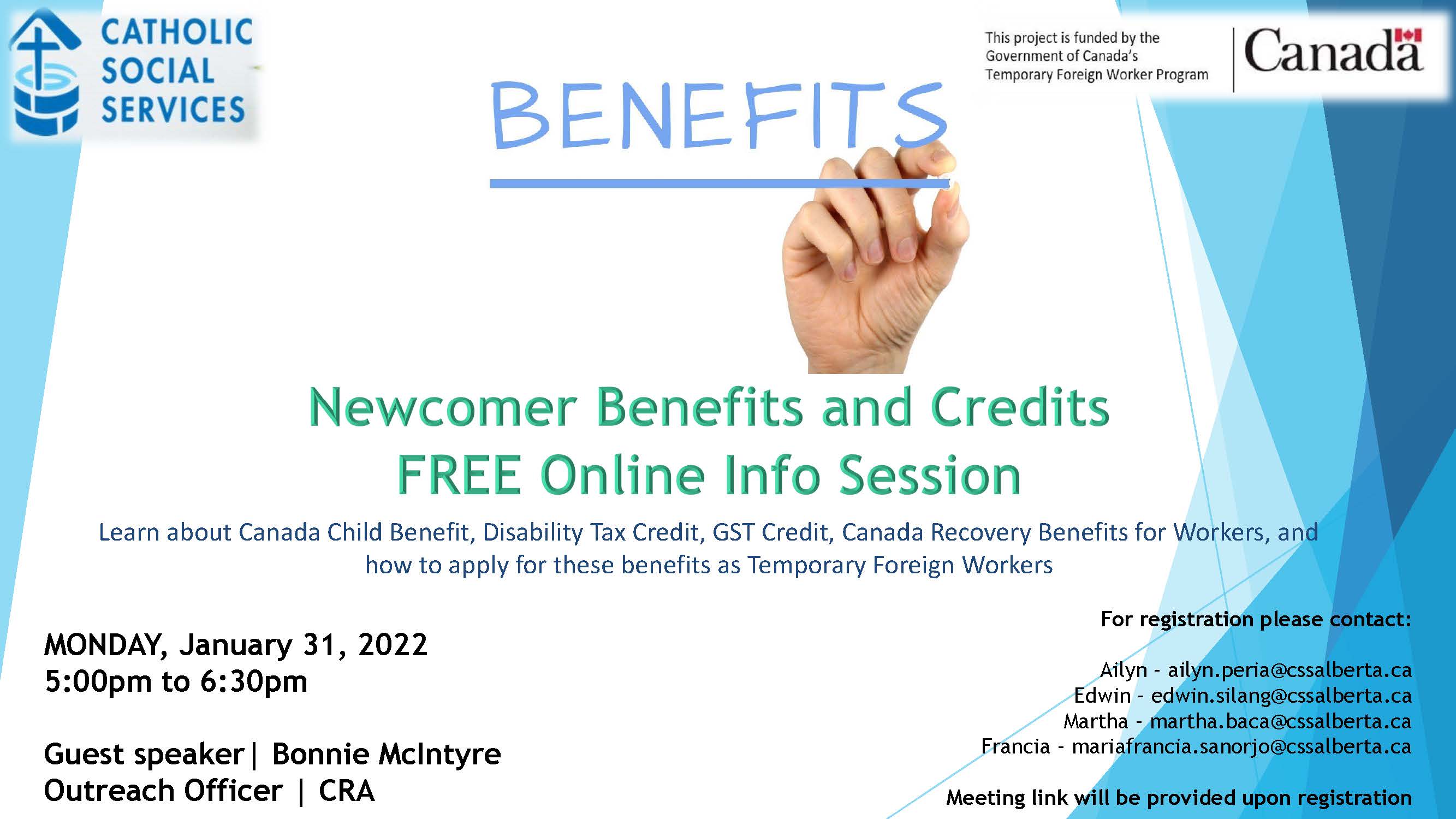 TFW Hub - Newcomer Benefits and Credits - CRA-Alberta - Events